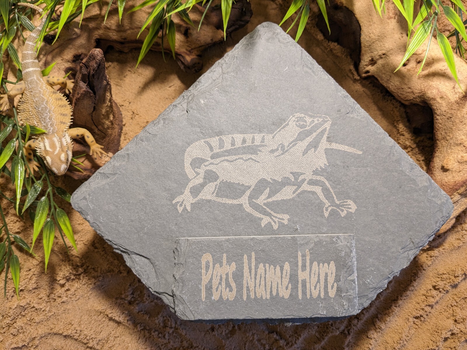 XL Large Personalised Laser Engraved Slate Corner Cave Hide Basking ...