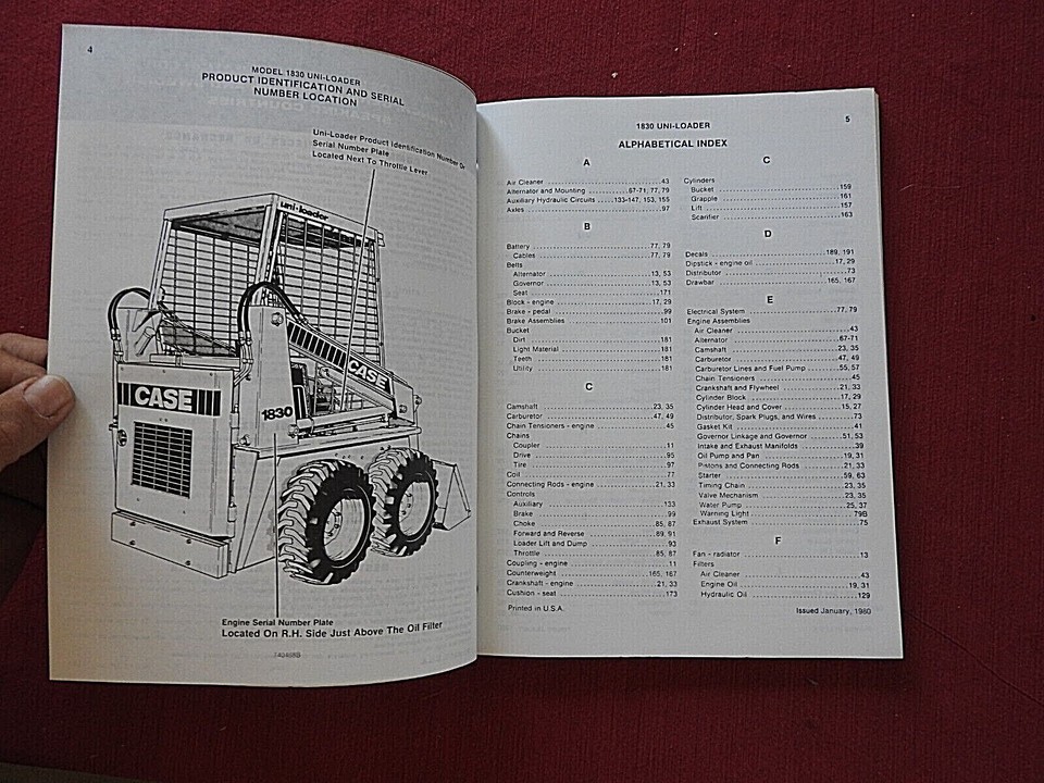 1980-82 CASE 1830 SKID STEER UNI LOADER TRACTOR PARTS MANUAL CATALOG ...