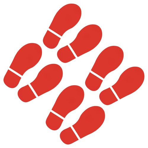 4 Pair Footprint Floor Sticker, PVC Shoes Footprints (Red, 9.8x3.7-inch ...