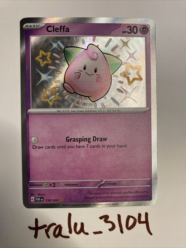 Cleffa Shiny Rare 150/091 Paldean Fates Scarlet & Violet NM Pokemon TCG ...