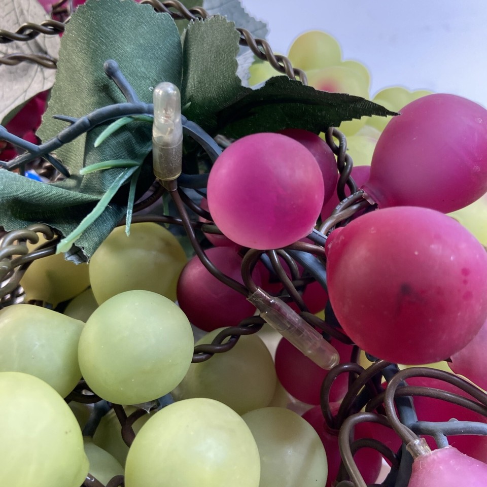 String Light 8 Large Grape Clusters Red White Wine Indoor Outdoor 29 ...