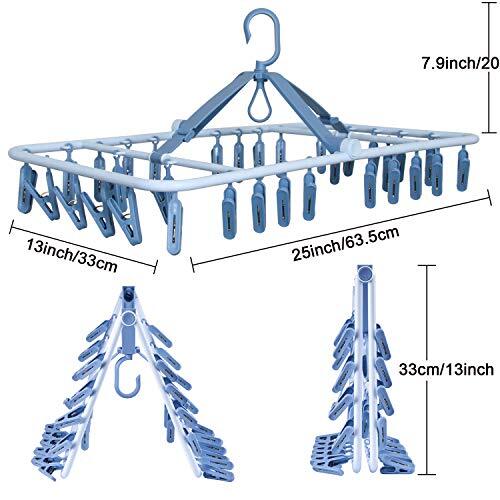 Foldable Clip Hangers Drip Hanger Plastic with 32 Drying Clips Wind ...