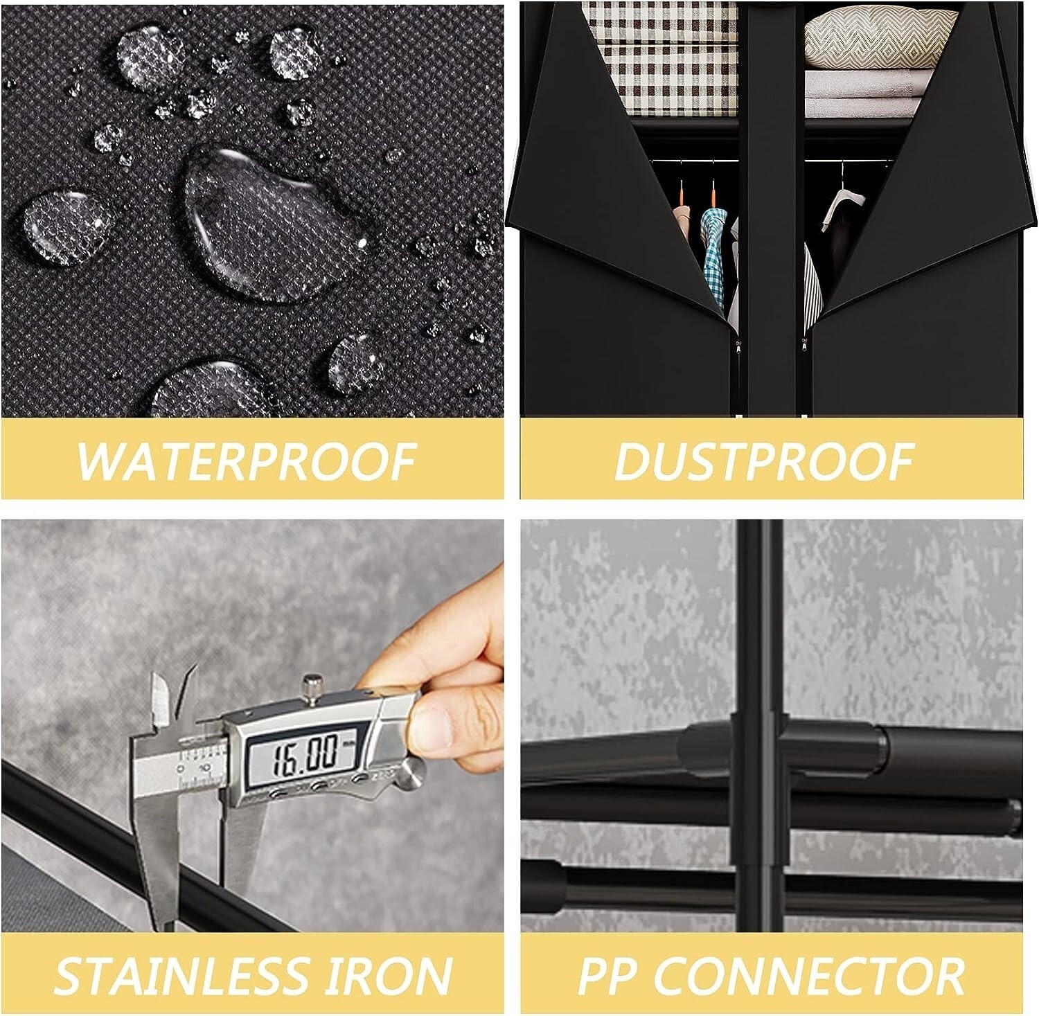 Armario ropero portátil Organizador de ropa con a prueba de polvo 34 ...