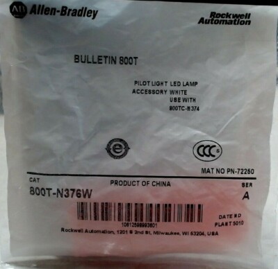 AB ROCKWELL 800T-N376W MINI LED LAMP INDICATOR 3V WHITE 30MM PUSH ...