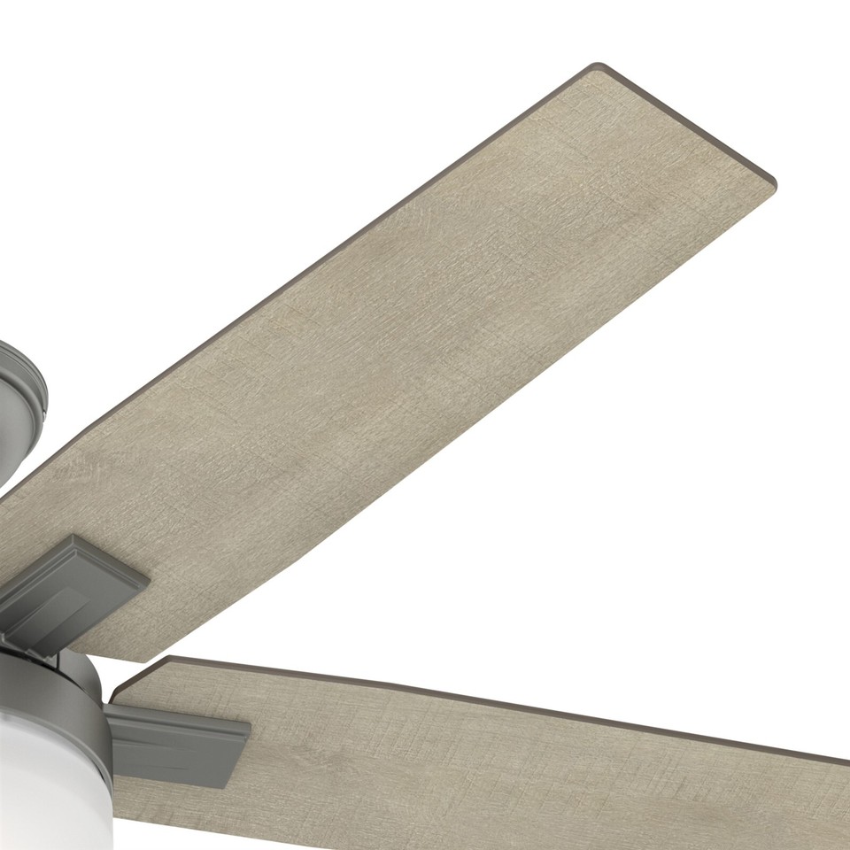 Hunter Fan 52 in Contemporary Matte Silver Ceiling Fan with Light Kit ...