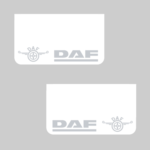 DAF Lorry HGV Rear Mudflaps 36x64cm Smooth White PVC Mud Flaps Silver ...