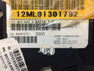 BAS16 PHILLIPS DIODE Switching 75V 3-Pin SOT-23 SMD T&R 2250 PIECES | eBay