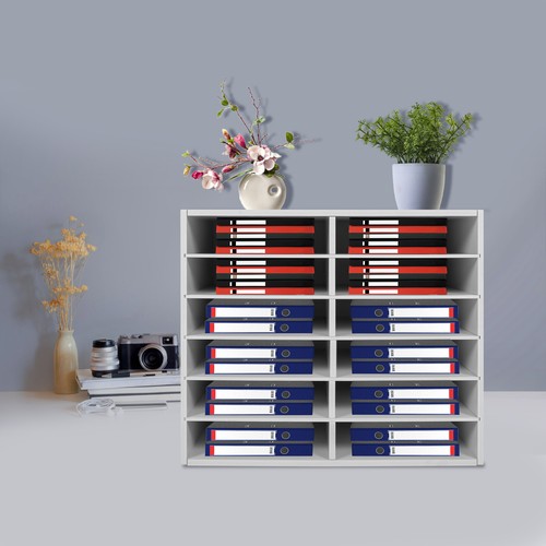 Table Literature Organizer File Sorter Paper Storage Cabinet 12 Slots ...