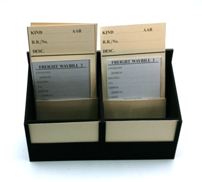 Model Railroad Waybill & Boxcar Card Holder Box - 2 Compartments Black ...