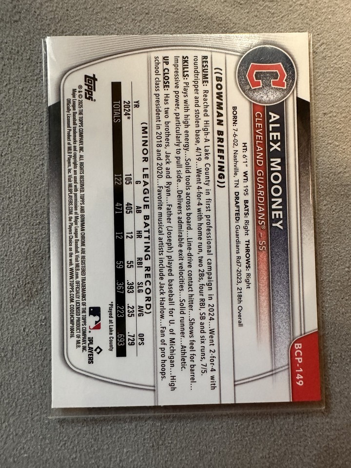 2025 Bowman #BCP-149 Alex Mooney 1st Chrome Prospects Reptilian ...