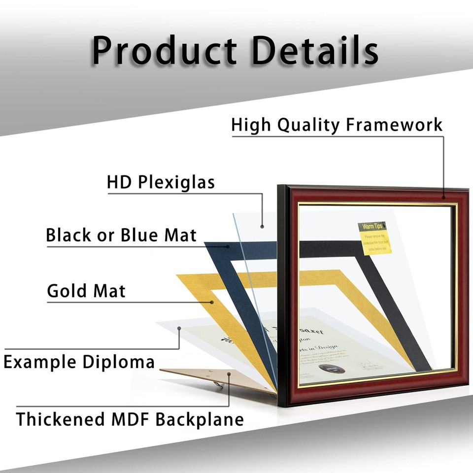 Diploma Frame 14x17 with Black Mat Fits Document, Certificate or 16x20 ...