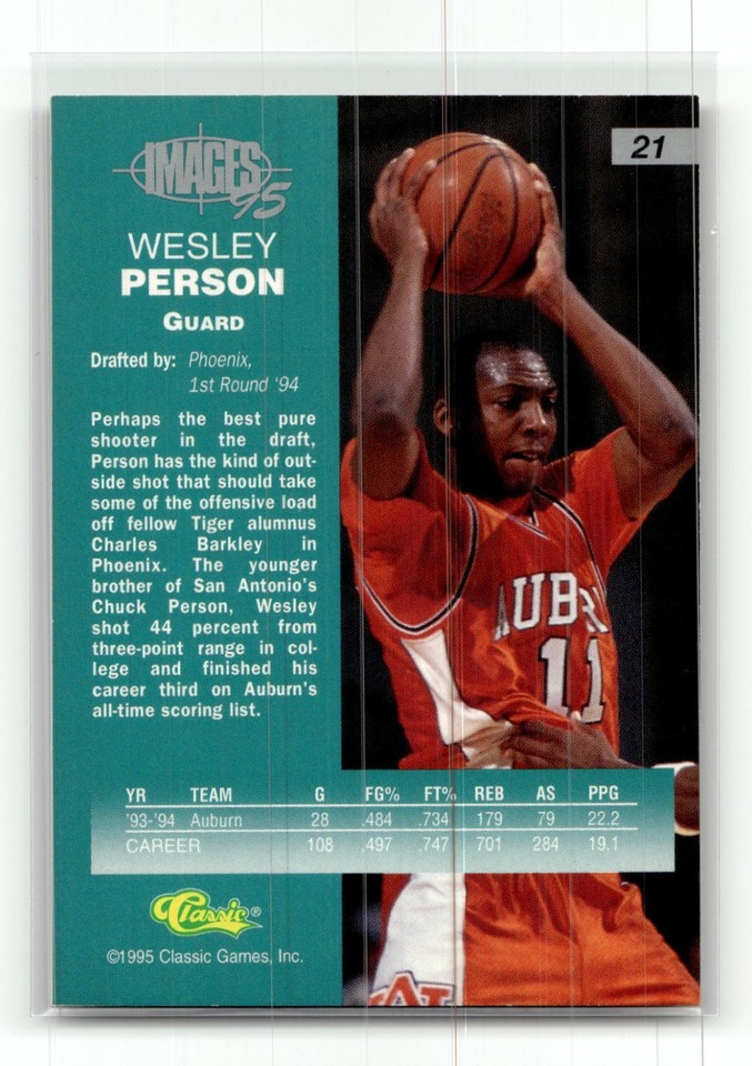 1995 Classic Images Four Sport - Wesley Person #21 BASKETBALL | eBay