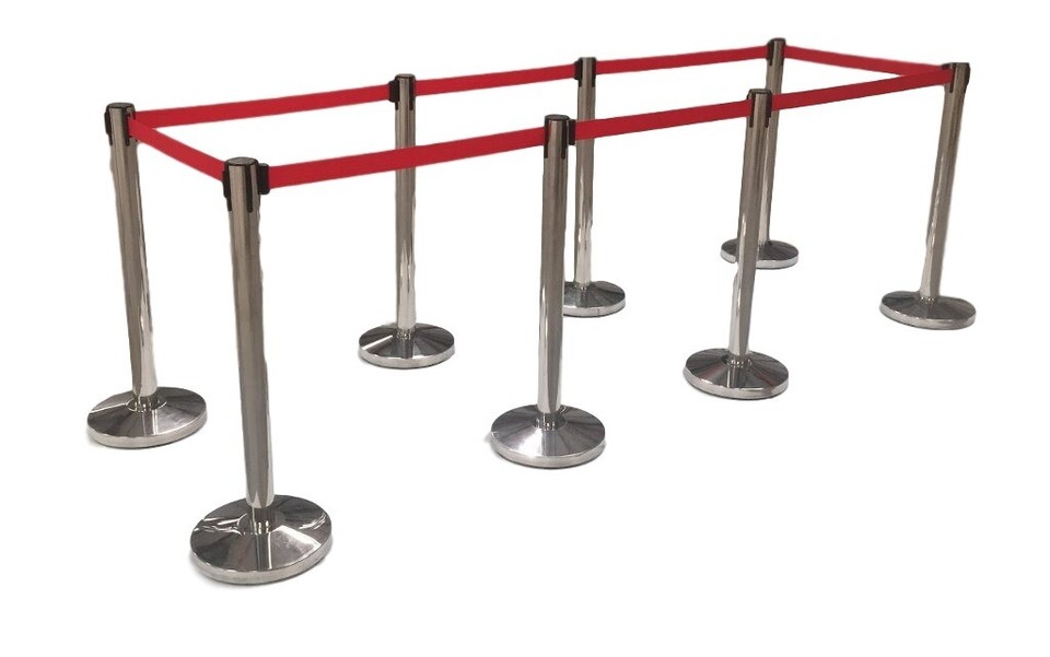 (8) Pack of Retractable Crowd Control Barrier Posts / Stanchions 6'6 ...
