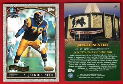 Jackie Slater Los Angeles Rams 2001 HOF Class Canton Topps Hall of Fame ...