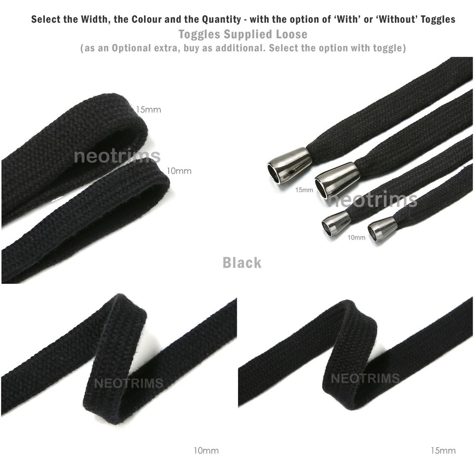 Sweatshirt Hoodie Flat Cotton Tape Ribbon Cord Rope,10 & 15mm,Garment ...