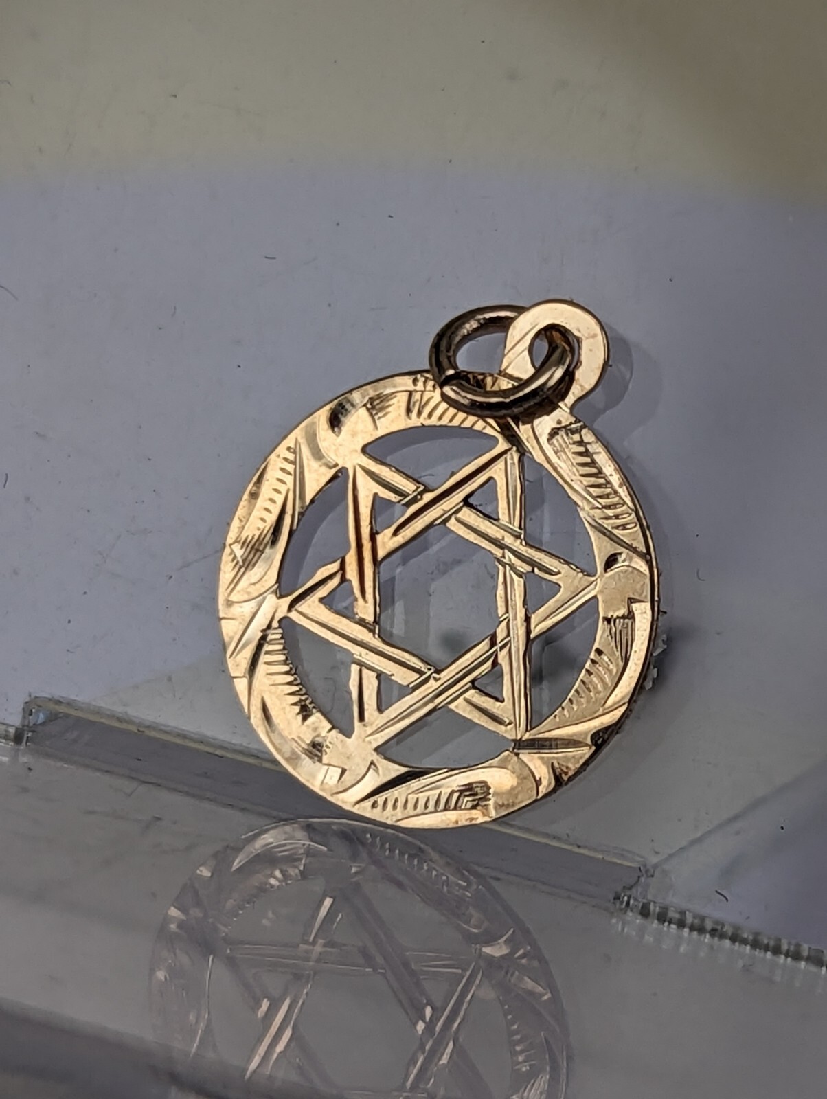 Star of David zion star judaica 9ct gold charm or Pen… - Gem