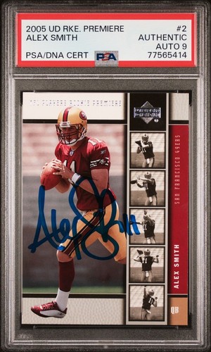 2005 Upper Deck Rookie Premiere Alex Smith Autographed RC PSA AUTO 9 ...