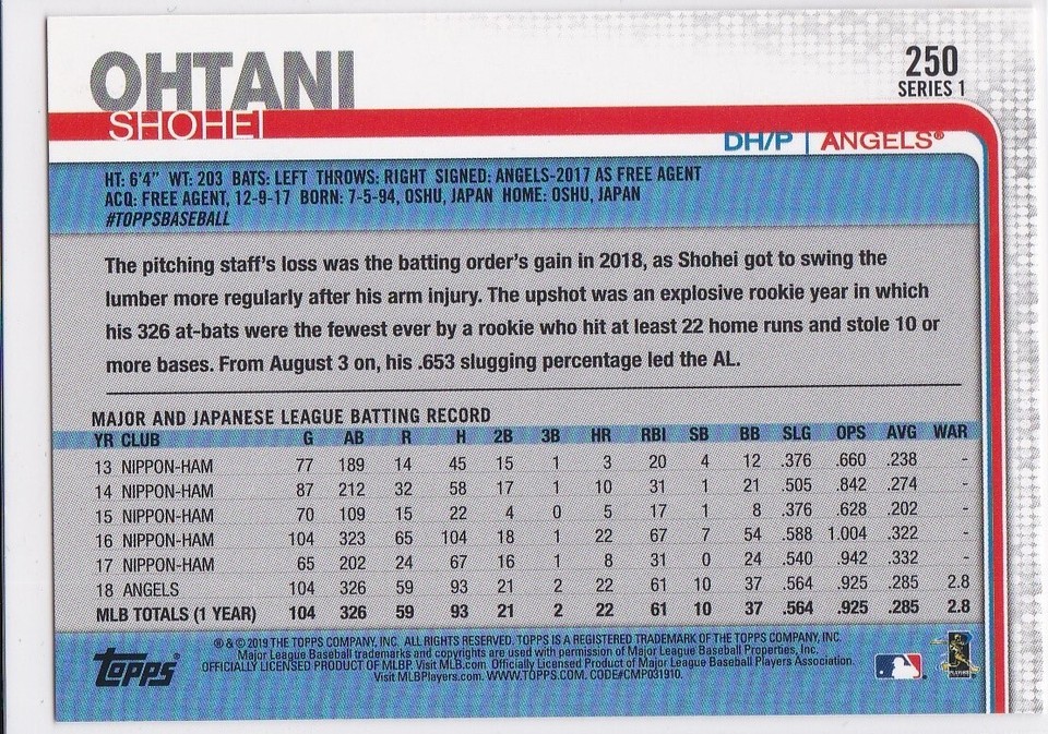 SHOHEI OHTANI All-Star ROOKIE CARD Topps Baseball RARE $$ SILVER STAMP ...