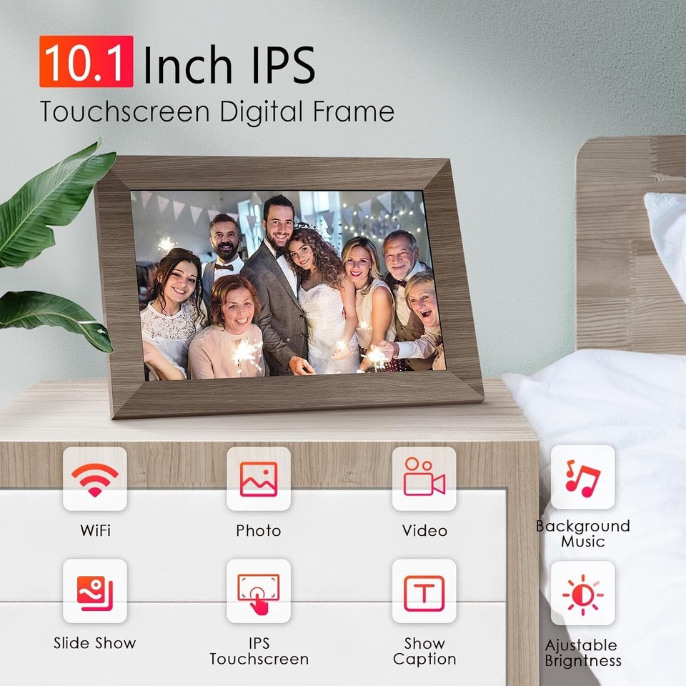 10.1 WiFi Digital Picture Frame, IPS Touch Screen Smart Cloud Digital ...