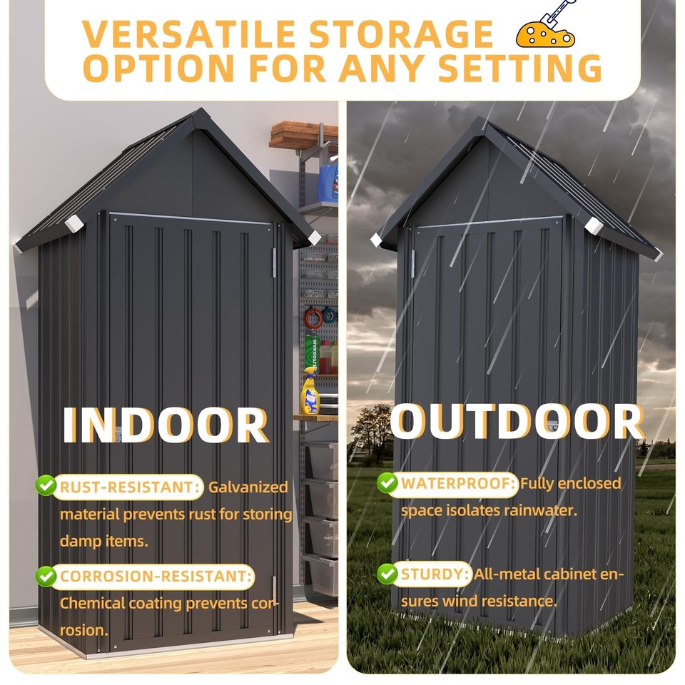 Outdoor Storage Cabinet w/ Shelves Metal Garden Organization Storage ...