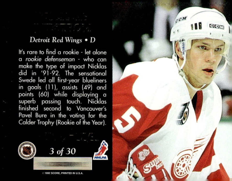 1992-93 Pinnacle #3 Nicklas Lidstrom | eBay