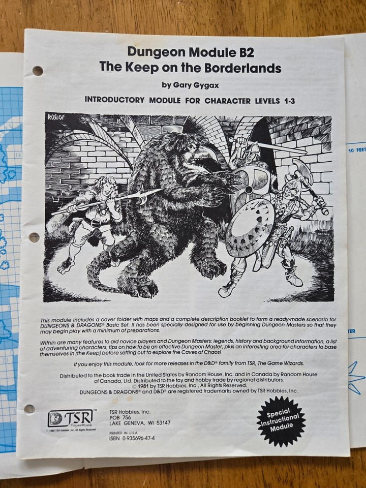 DUNGEON MODULE B2 THE KEEP ON THE BORDERLANDS D&D TSR 9034 1981 BY Gary ...