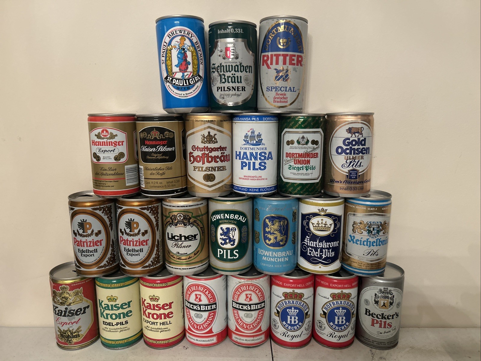 Beer Cans German Vintage Lot Of 24 Lowenbrau Kaiser St. Pauli Becks ...