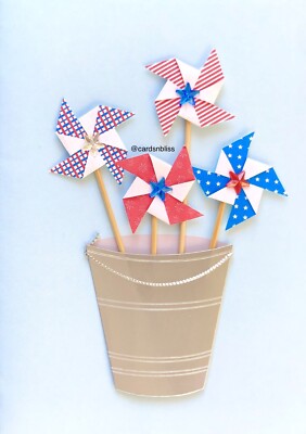 New! 3D Papyrus Jeweled Stars & Stripes Pinwheels Bucket Blank Card | eBay