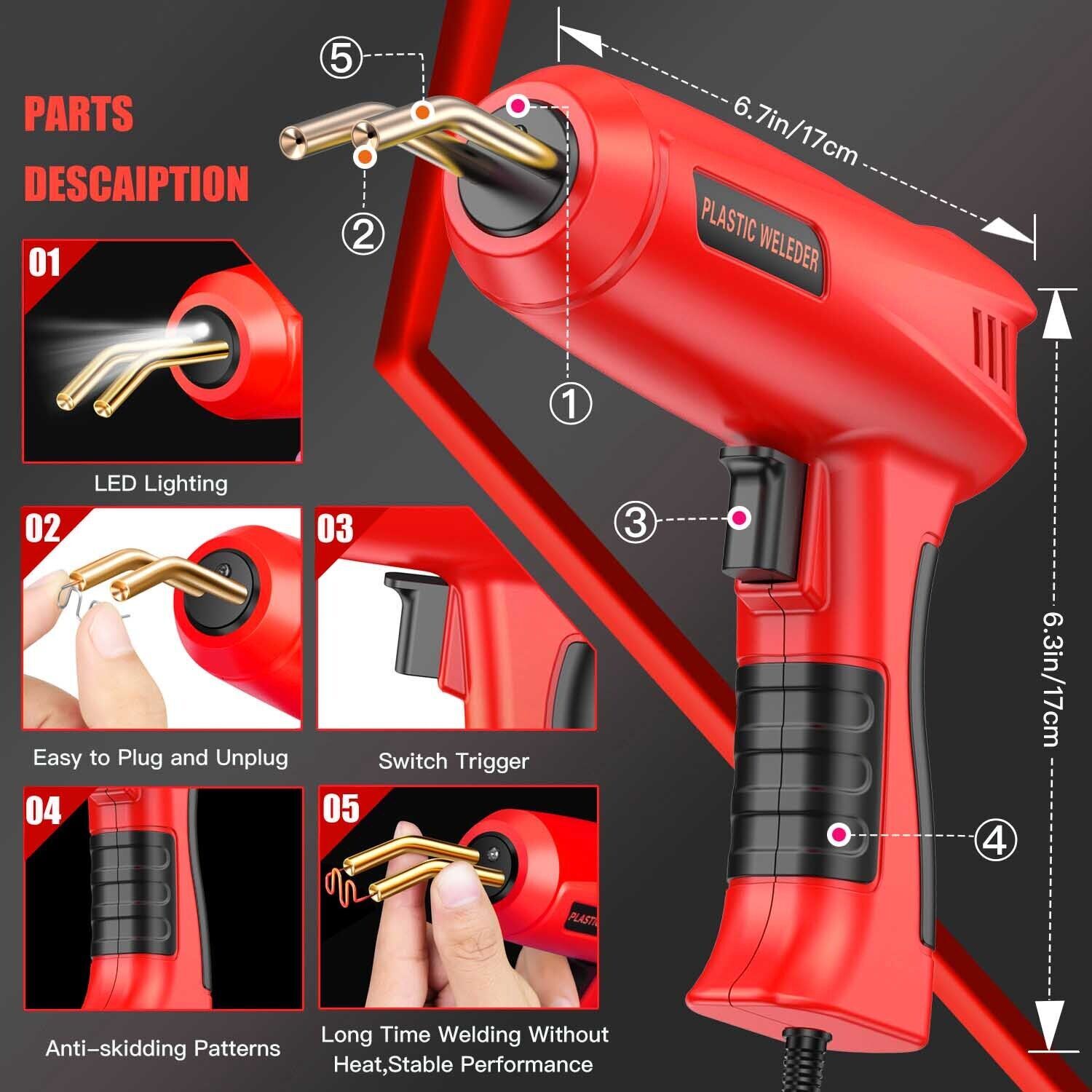 70-200W Hot Stapler Gun Plastic Welder Car Bumper Repair Welding Gun ...