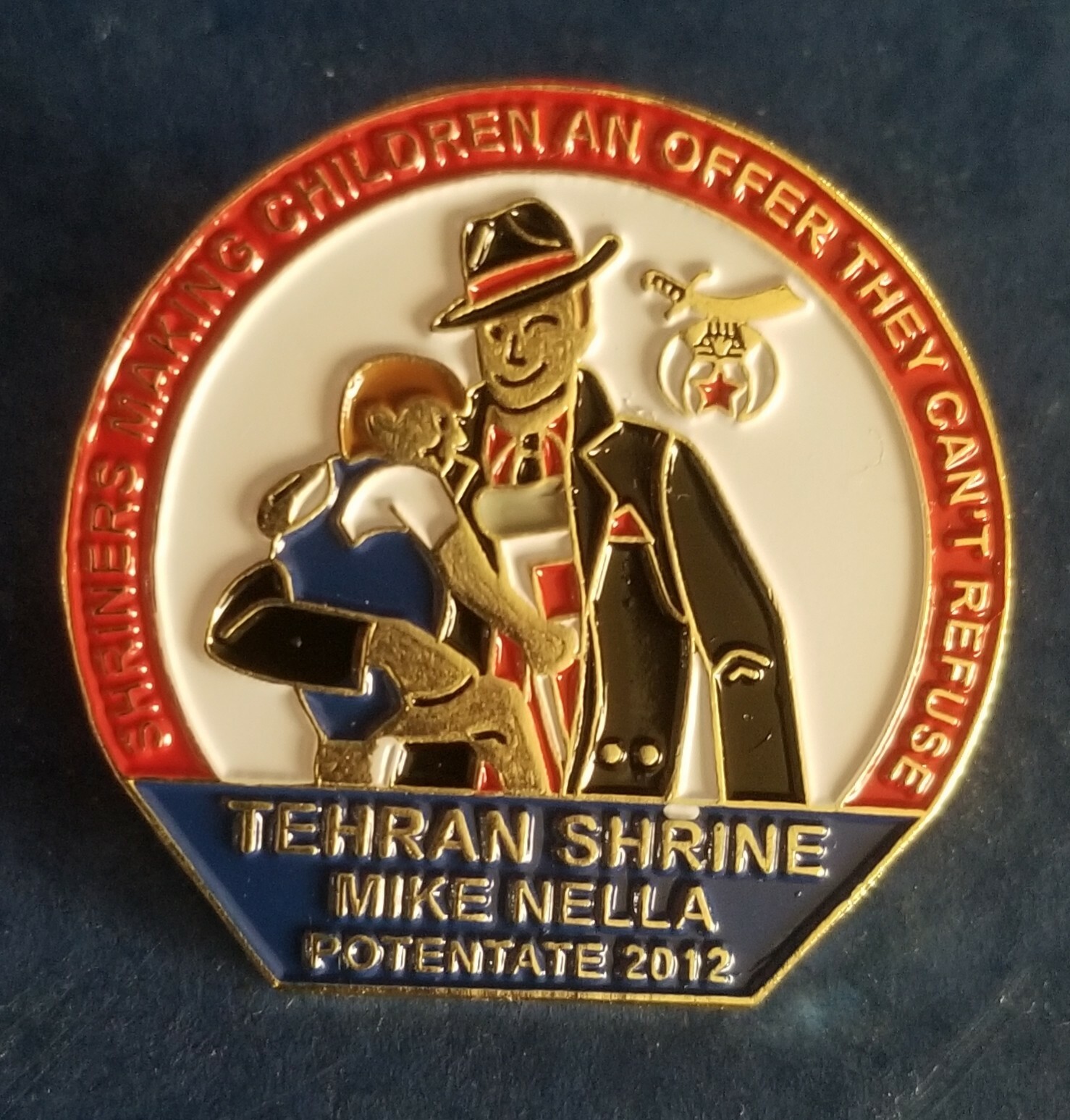 VINTAGE SHRINERS MASONIC GOLD ENAMELED TEHRAN SHRINE POTENTATE PIN 2012 ...