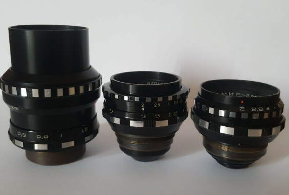 Set 3 lens Kiev-16U camera Vega-7-1 Mir-11 Tair-41 4 Black Magic Pocket ...