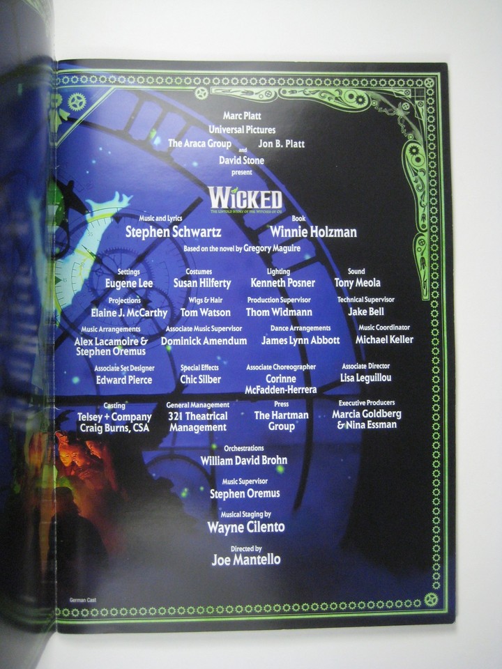 Wicked 2013 Show Program Theatre Broadway Indina Menzel Kristin ...