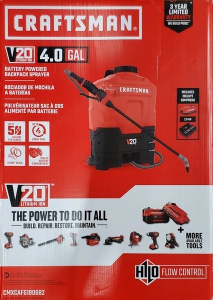 Craftsman CMXCAFG190682 20V Battery Powered Backpack Sprayer for sale ...
