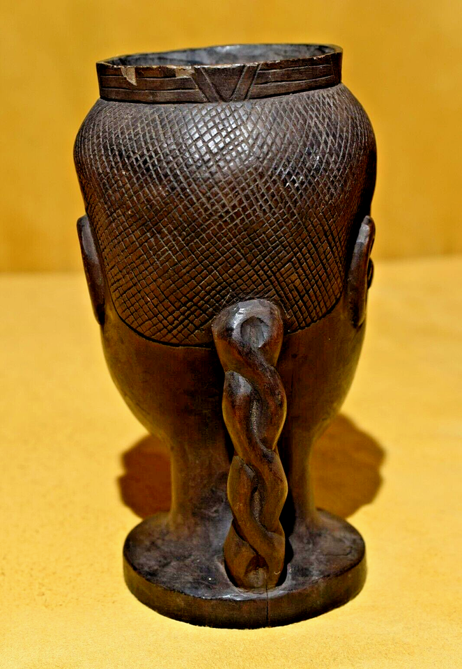Antique Kuba Tribe Hand Carved Mbwoongntey Wooden Palm Wine Cup Congo ...