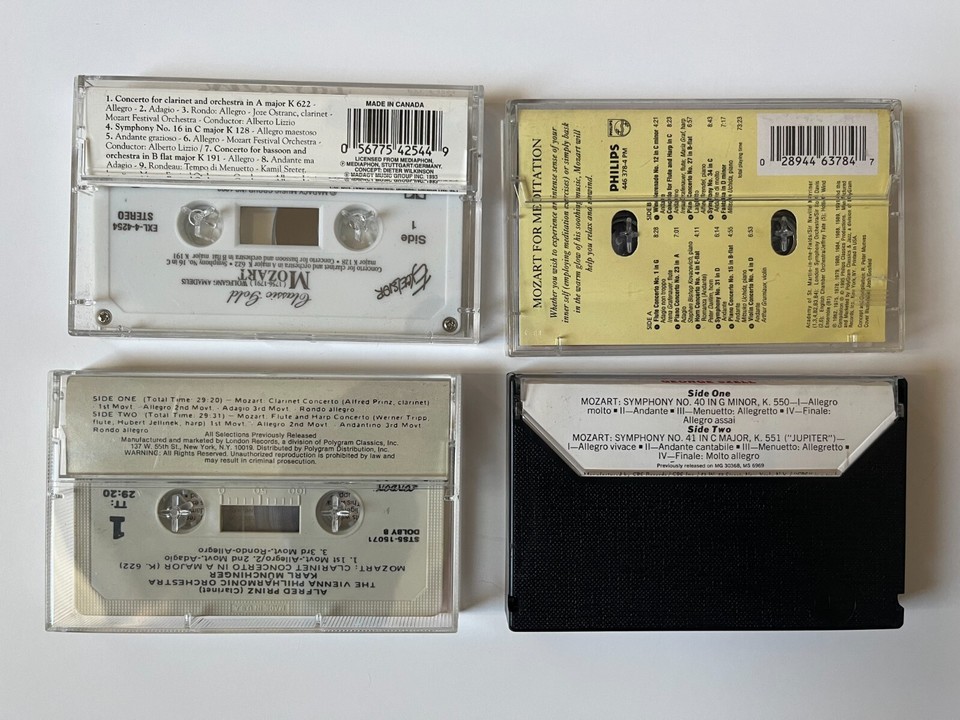 MOZART Lot of 4 Classical Music Cassette Tapes ~ PLAY TESTED | eBay