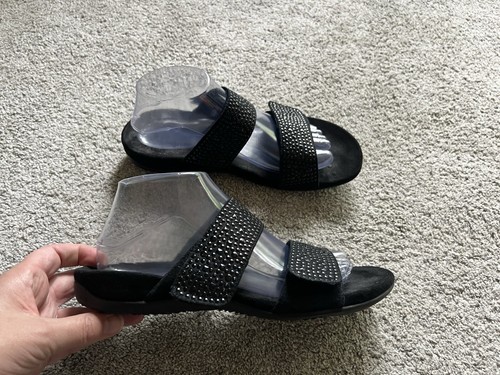 VIONIC Samoa Womens Size 9 Black Studded Adjustable Double Strap Slide ...