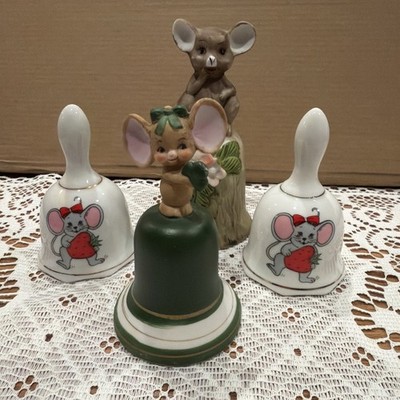 Vintage Ceramic Bells with a MOUSE Theme - Lot of 4 Bells | eBay