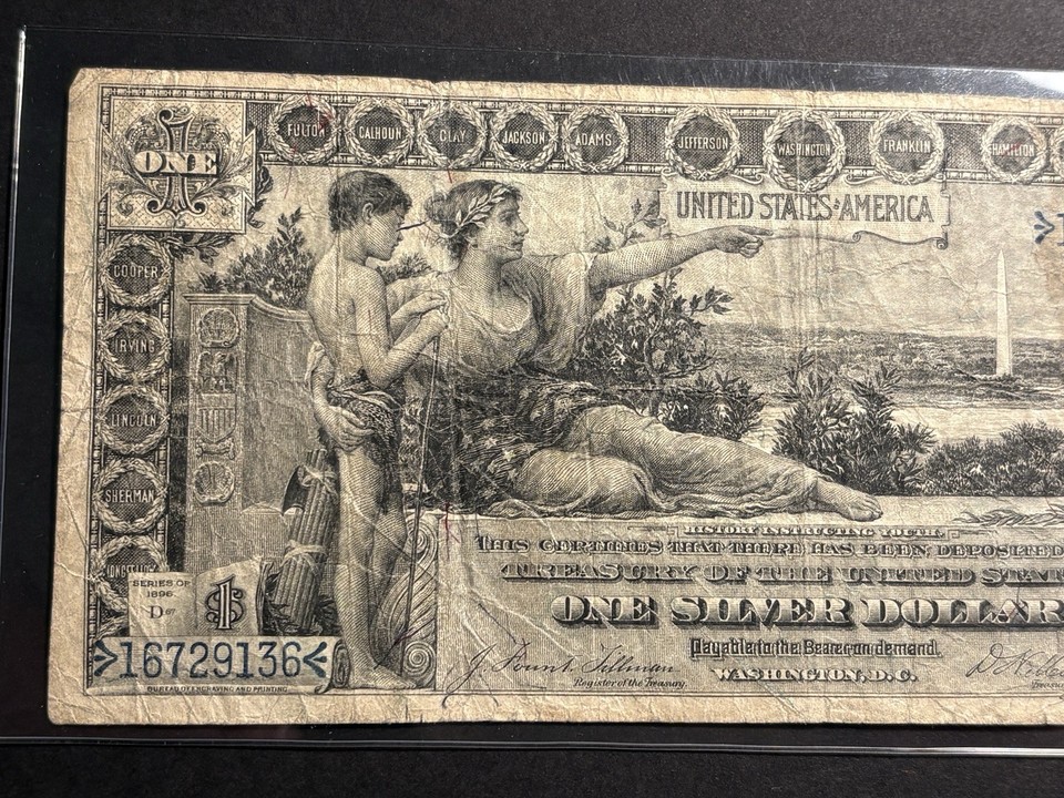 1896 $1 Educational Silver Certificate Note — Circulated | eBay