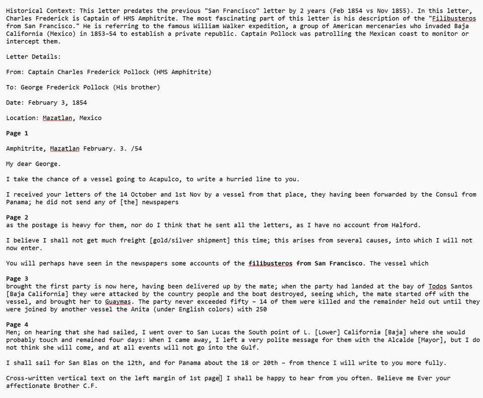 1854 US MEXICO COVER TO GB NAVY MAZATTAN HMS AMPHRITITE CAPTAIN RE ...