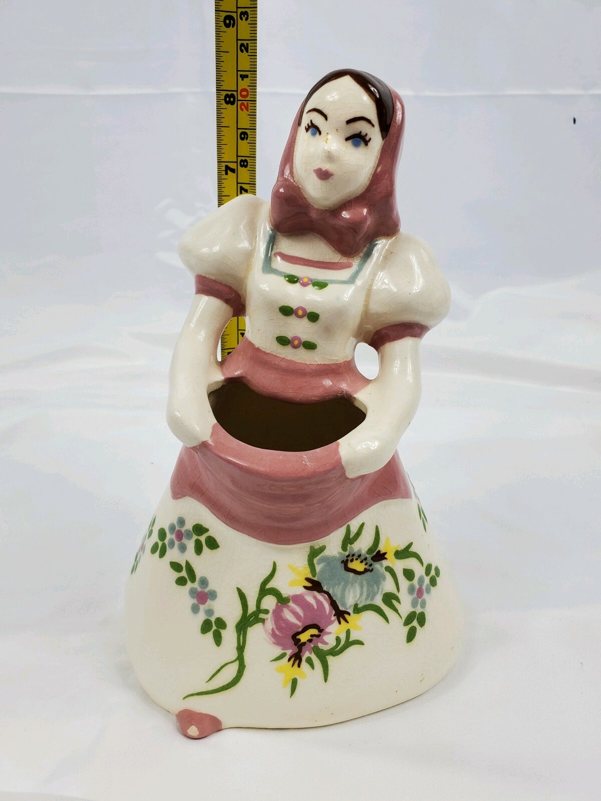 VINTAGE CALIFORNIA WEIL Ware Hand Painted Lady Flower Holder Vase | eBay