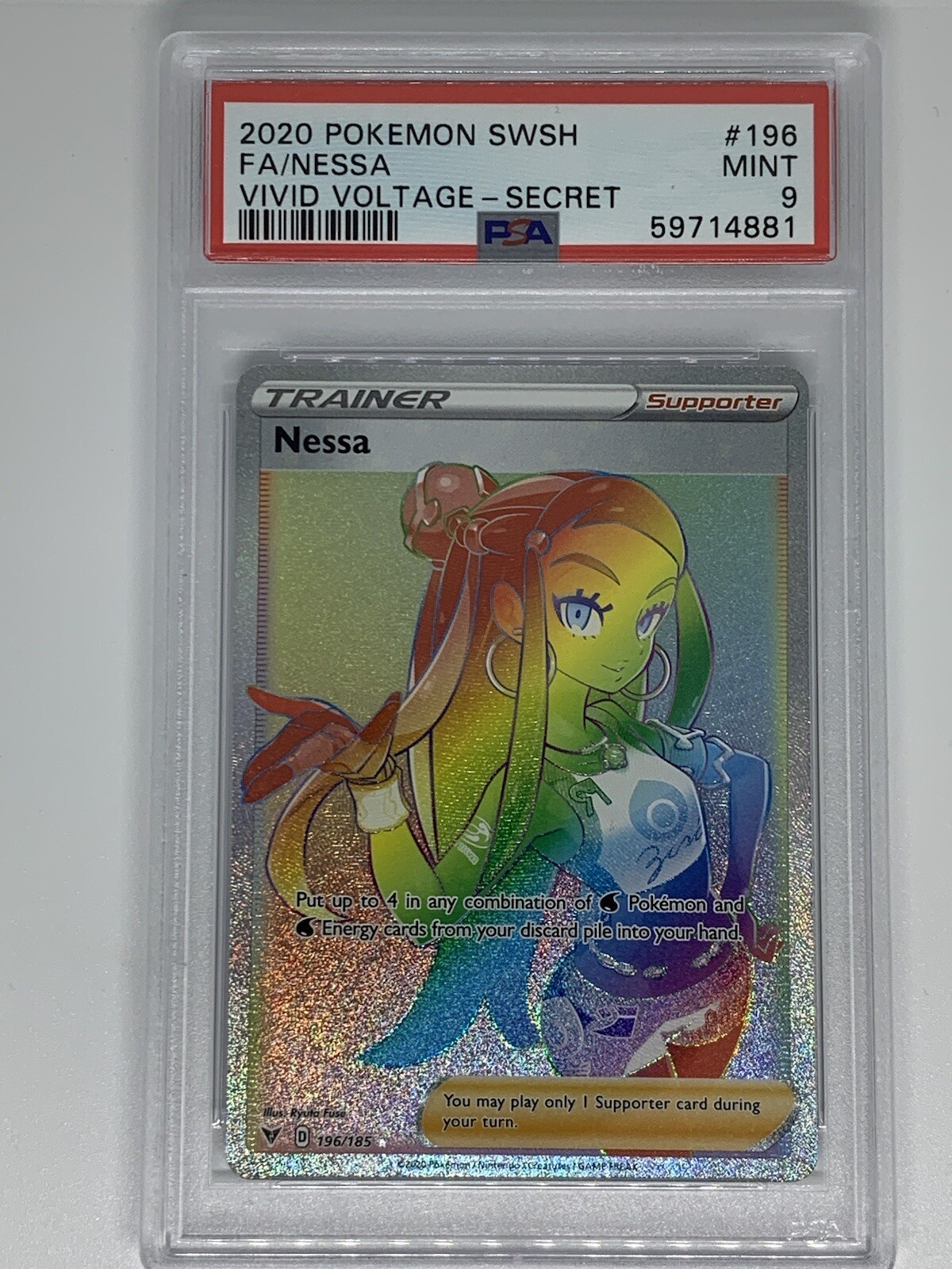 PSA 9 Nessa Full Art Secret 196/185 Vivid Voltage Pokemon Card 2020 SWSH | eBay