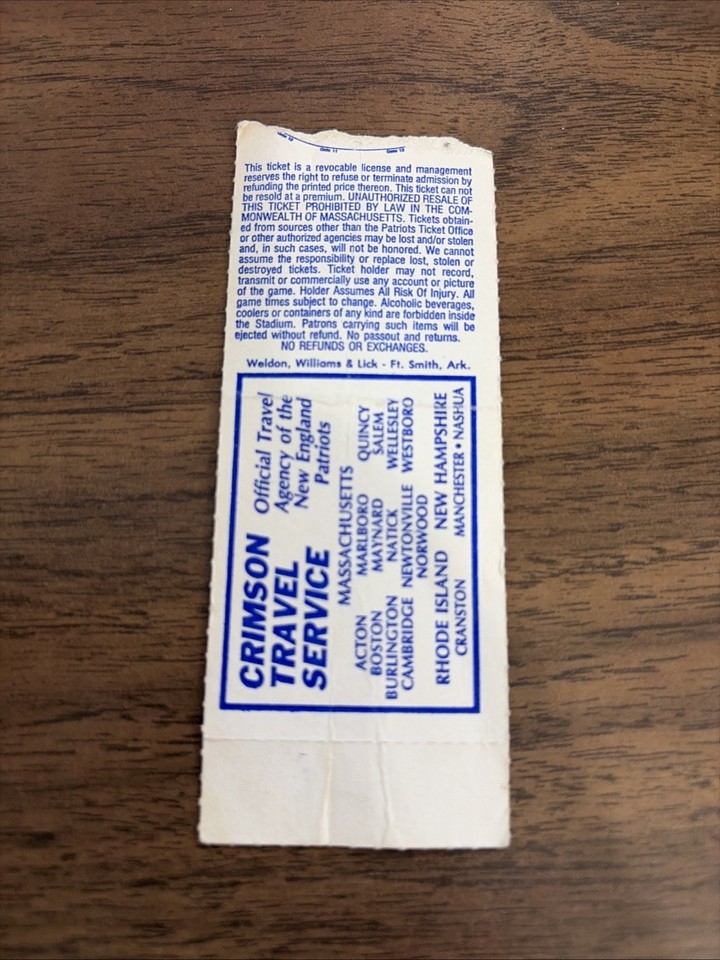 Dan Marino TD # 110 - Ticket Dolphins New England Patriots 10/5/1986 | eBay