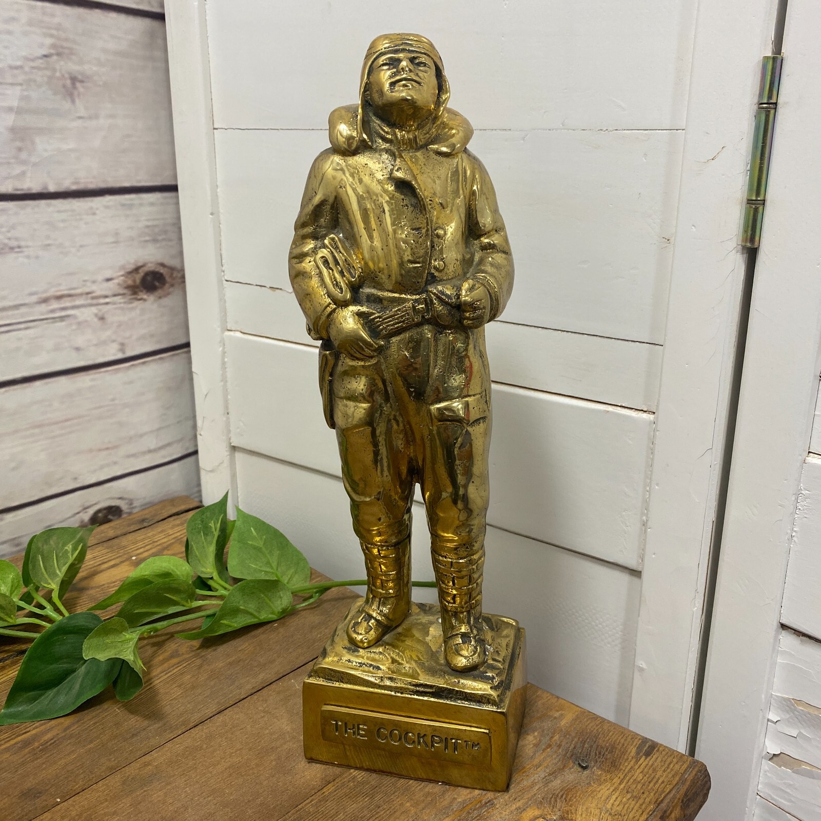 The Cockpit Brass Aviator Pilot w Gun Holster Statue Aviation Sculpture ...
