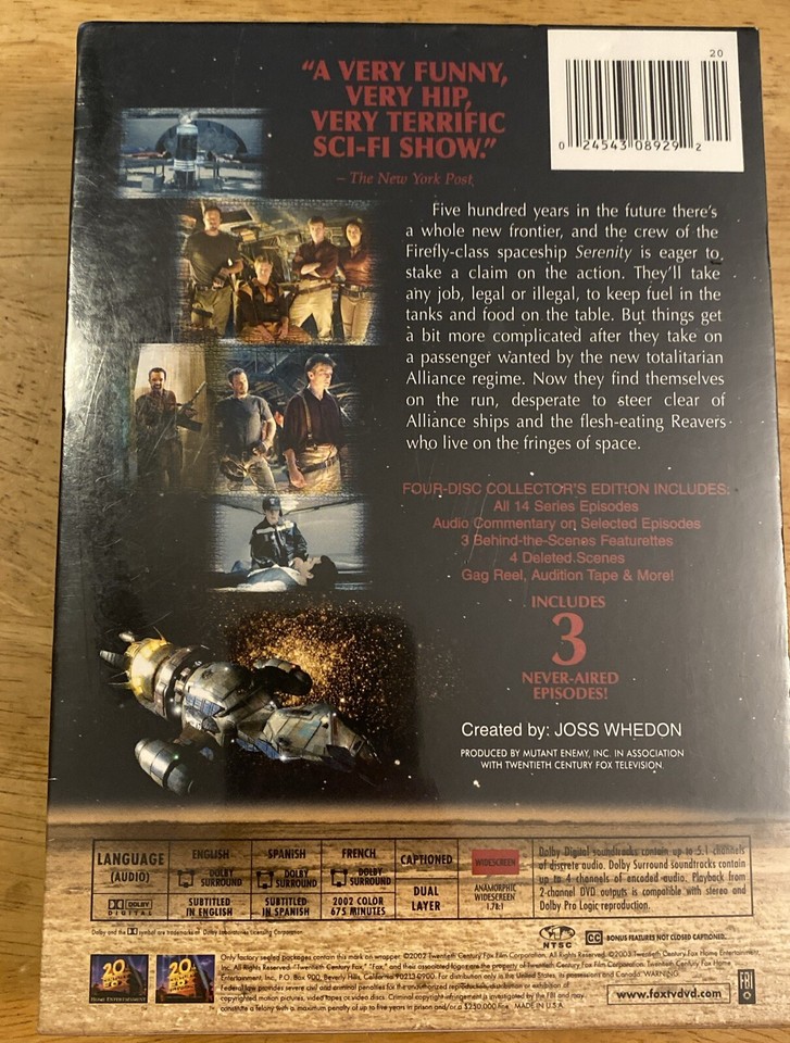 FIREFLY: The Complete Series (DVD, 2002) Nathan Fillion, Gina Torres ...