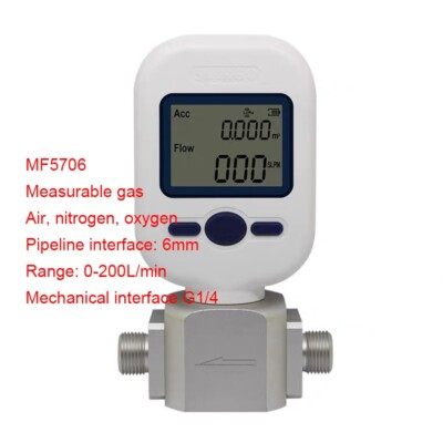 Digital Gas Mass Flow Meter 0-200L/Min Protable Gas Air Flow Rate ...