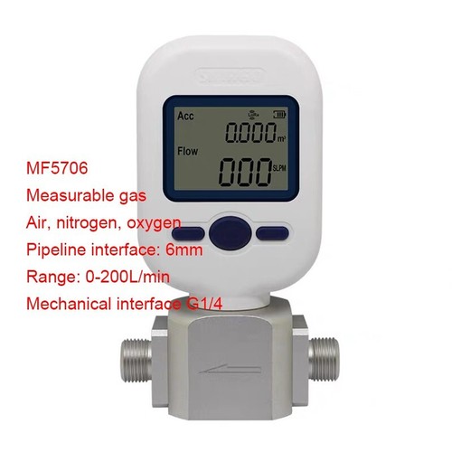 Digital Gas Mass Flow Meter 0-250L/Min Protable Gas Air Flow Rate ...