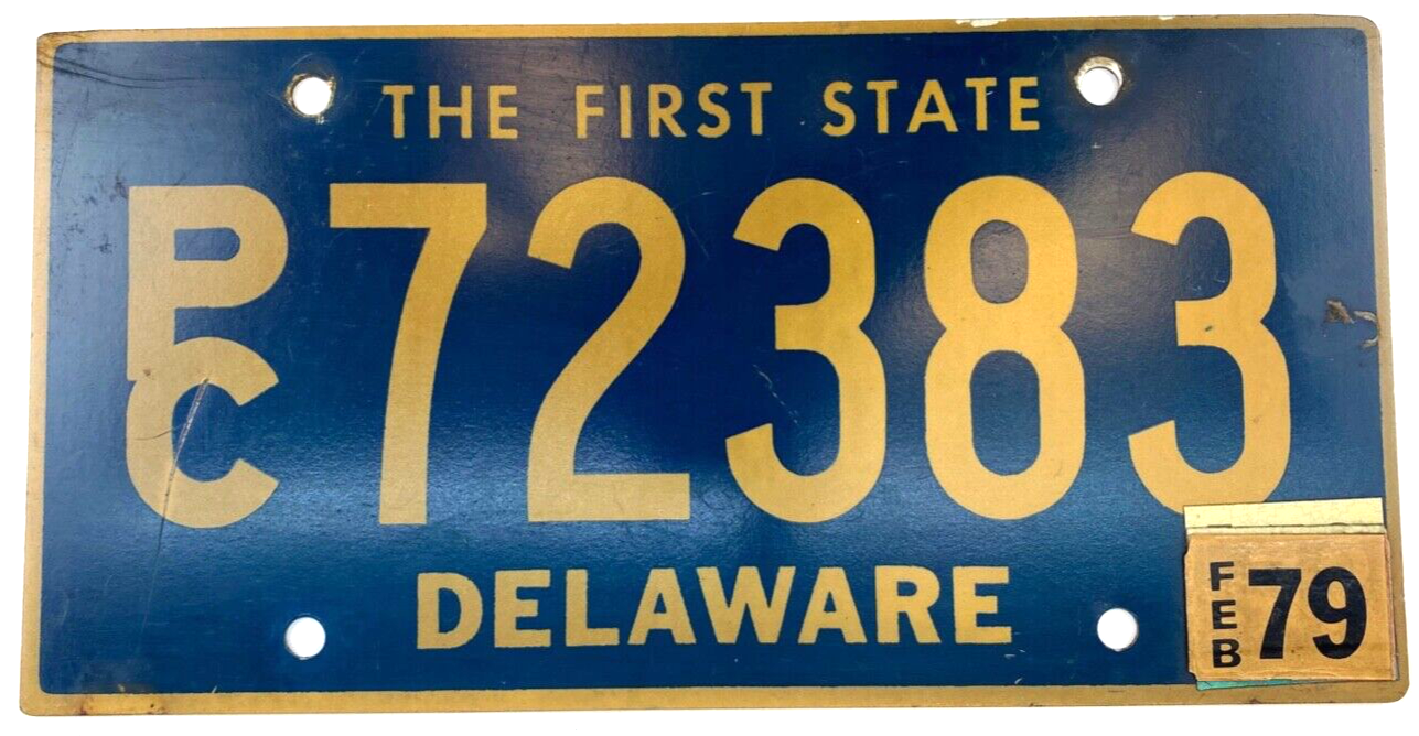 Delaware License Plate 1979 Sticker Car Tag Garage Man Cave Collector ...