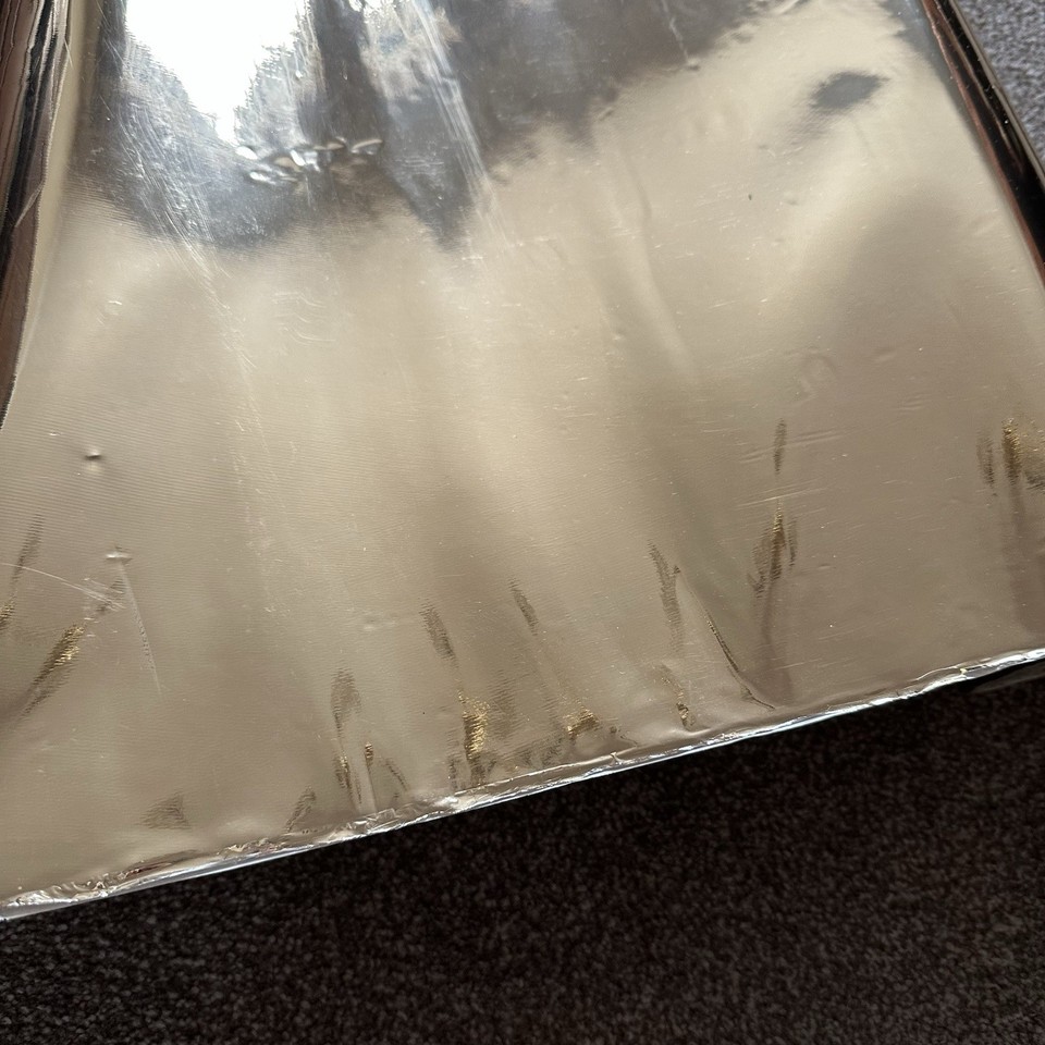 Sample piece Gold metallic shiny sheen plastic fabric upholstery 10cm ...