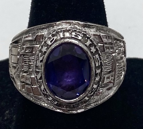 REED Class Ring Bank School 1995 Size 7-3/4 Sterling Silver Purple ...