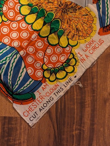 Vintage Cut & Sew Fabric Panel CHESTER the CLOWN With HAT 16" TOY ...